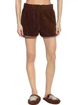 Versace Towelling Trim Shorts Brown