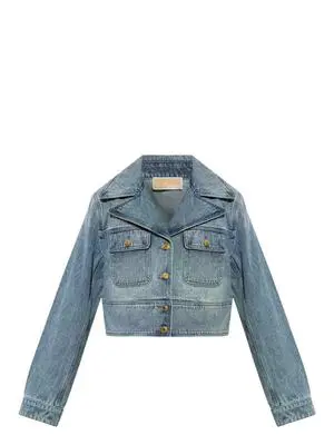 Michael Kors Button Cropped Jacket - Blue