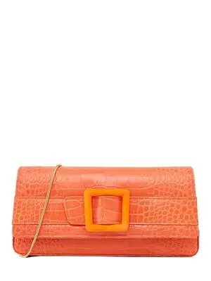 Manolo Blahnik Maygot Croc-effect Clutch - Orange