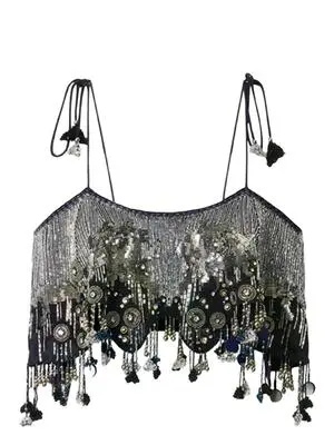 Isabel Marant Sequined Silk Top - Silver