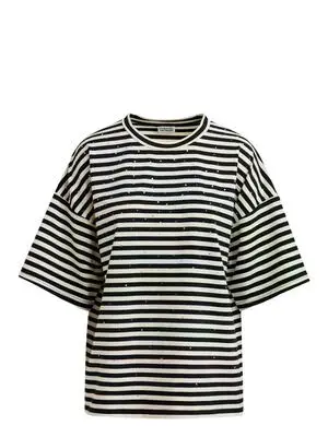 Essentiel Antwerp Striped Strass T-Shirt Black