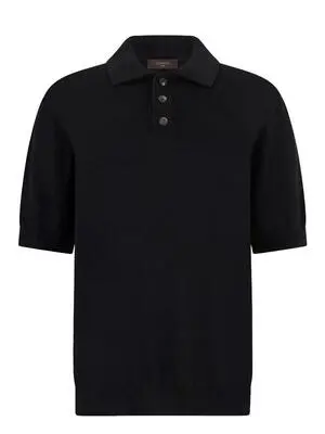 SLOWEAR Buttoned Short-sleeve Knitwear Black
