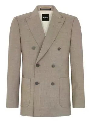 BOSS Peak-lapel Double-breasted Blazer Neutrals