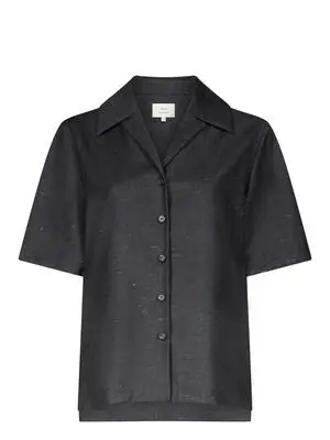 LOULOU DE SAISON Boa Cuban Collar Pleat Shirt