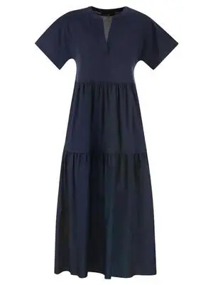 Max Mara V-neck Tiered Dress - Blue