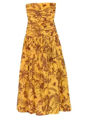 ALEMAIS Ruched Strapless Dress - Yellow