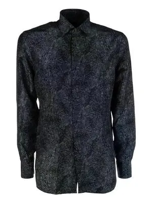 Corneliani Brocade-print Shirt - Blue