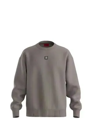 Hugo Crew-neck Sweatshirt With Logo Patch - Brown