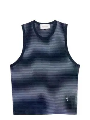 AMI Paris Striped Logo Tank Top - Blue