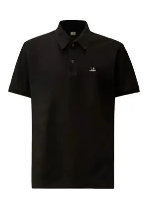 C.P. COMPANY Short-sleeve Point-collar Cotton Polo Shirt - Blue