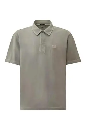C.P. COMPANY 24/1 Piquet-button Short-sleeve Logo-patch Cotton Polo Shirt - Grey