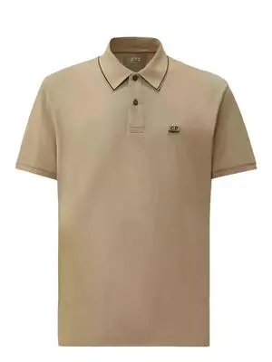 C.P. COMPANY Logo-detail Short-sleeve Cotton Polo Shirt - Neutrals
