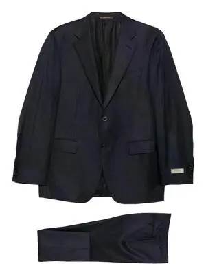 Canali Herringbone Buttoned Suit - Blue