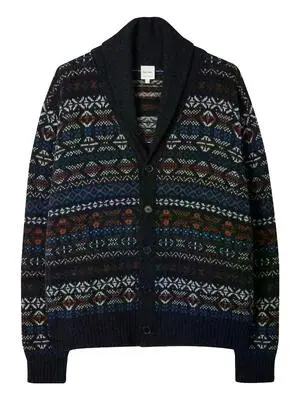 Paul Smith Patterned Shawl-collar Cardigan - Blue