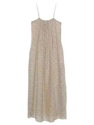 ALYSI Dotted Ramie Midi Dress - Neutrals