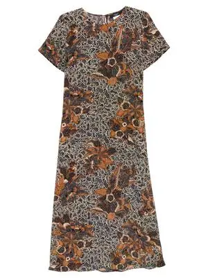 Max Mara Floral Print Dress - Brown