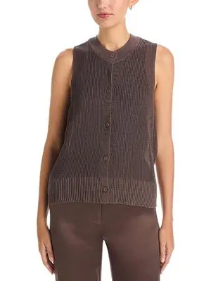 Eileen Fisher Cotton & Silk Knit Vest - Rye
