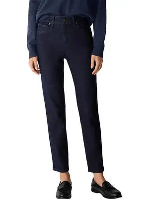 Eileen Fisher High Rise Slim Ankle Jeans - Deep Indigo