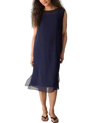 Eileen Fisher Boat Neck Silk Dress - Ink