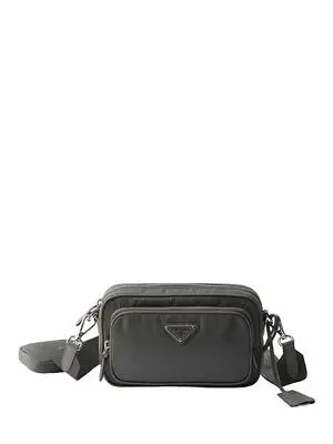 Prada Re-nylon Mini Shoulder Bag With Saffiano Leather Trim - Grey