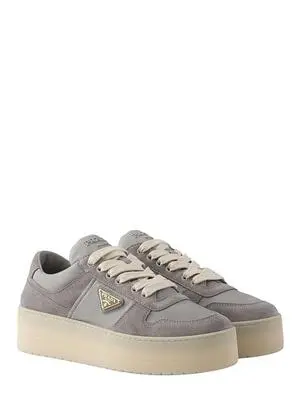 Prada Downtown Re-Nylon And Suede Sneakers Grey