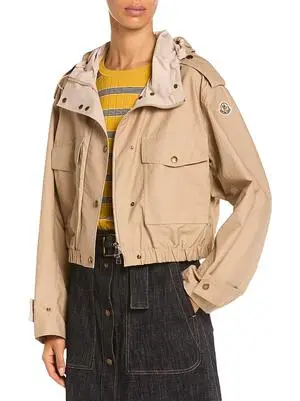 Moncler Cropped Hooded Jacket - Rust