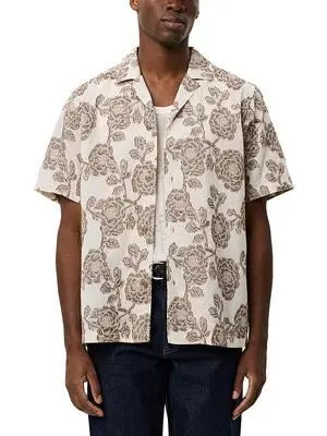 LES DEUX Lesley Flower Jacquard Short Sleeve Shirt - Ivory
