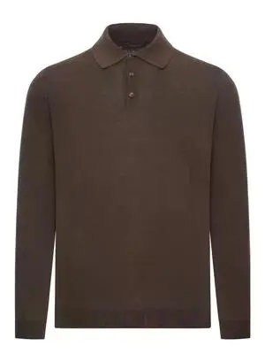 ZANONE Long-sleeve Button Polo Shirt - Brown