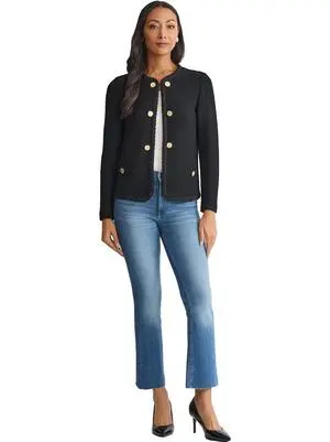 Misook Relaxed Lightweight Tweed Knit Jacket - Black