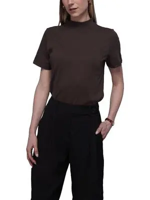 WILFANG Relaxed-fit Mock Neck T-shirt - Mocha