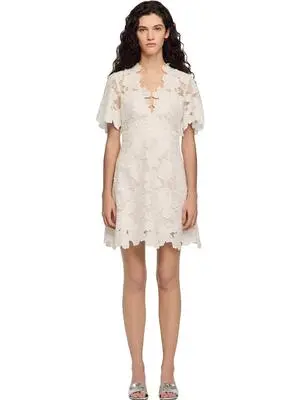 Sandro Floral Guipure Lace Mini Dress - White