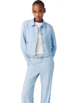 Maje Short Single-breasted Jacket - Blue Sky