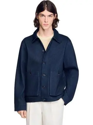 Sandro Denim Worker Jacket - Navy Blue