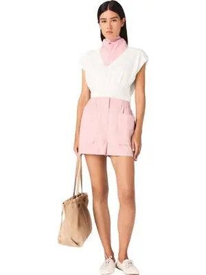 Maje Maje Cotton Shorts With Embroidered Back Detail Pink