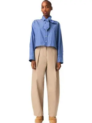 Maje Striped Shirt With Rhinestones And Removable Tie - Blue