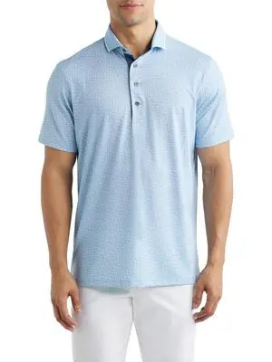 Greyson Rogue River Wave Print Performance Golf Polo - Wolf Blue