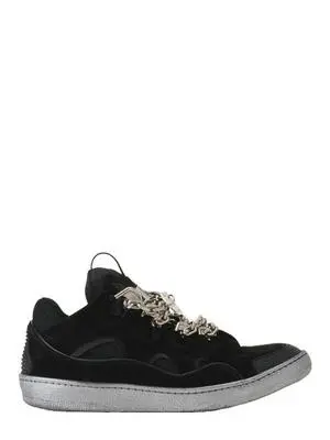 LANVIN Curb Chain Suede Sneakers Black/silver
