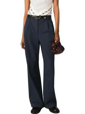 Maje Striped Wool Blend Suit Trousers - Navy