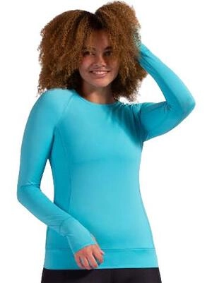 BLOQUV Long Sleeve Upf 50+ Performance Sun Shirt - Light Turquoise