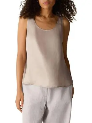 Eileen Fisher Satin Scoop Neck Tank - Wheat