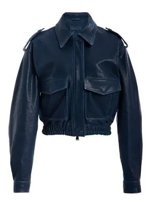 Simkhai Roland Cropped Leather Jacket - Blue