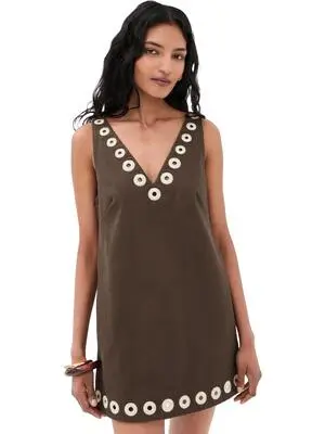 ALEMAIS Denim Mini Dress - Chocolate