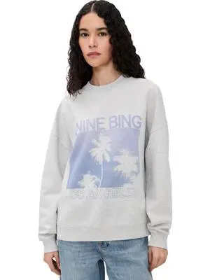 ANINE BING Miles Palms Cotton Sweatshirt - Light Heather Grey
