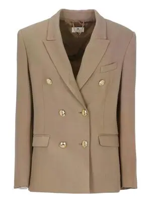 Elisabetta Franchi Double-Breasted Blazer Neutrals