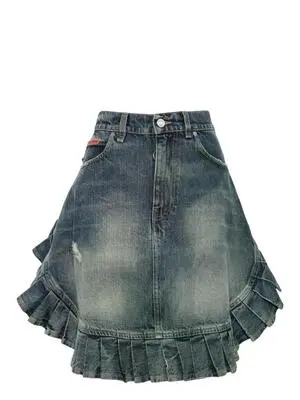 Martine Rose Denim Ruffled Skirt - Blue