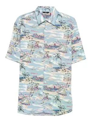 7 For All Mankind Patterned Short Sleeve Shirt - Blue