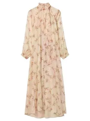 La DoubleJ Cerere Printed Silk Chiffon Maxi Dress - Neutrals