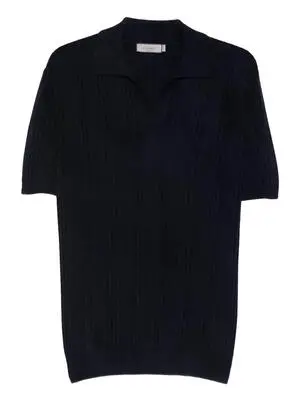 Canali V-neck Textured T-shirt - Blue