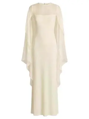 Alberta Ferretti Sleeveless Sheer Overlay Maxi Dress - Neutrals