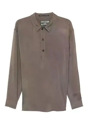 Giorgio Armani Buttoned Long-sleeve Polo Shirt - Brown